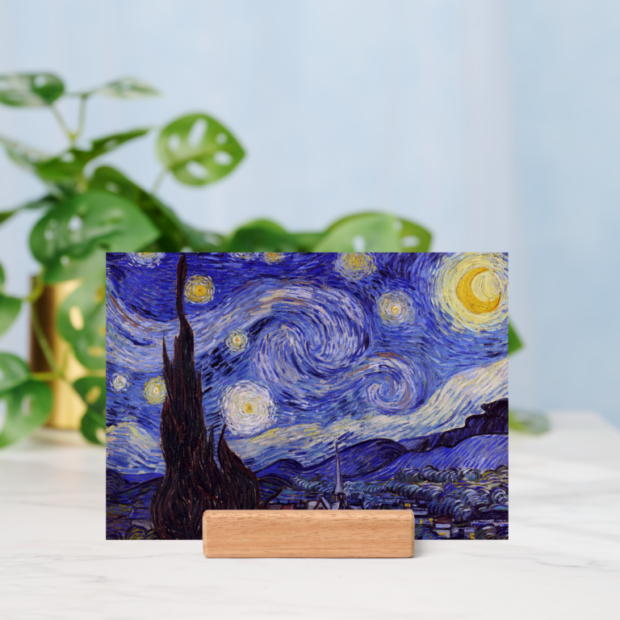 Vincent Van Gogh Starry Night Mini Art Print With Wood Stand – Artfoxx ...